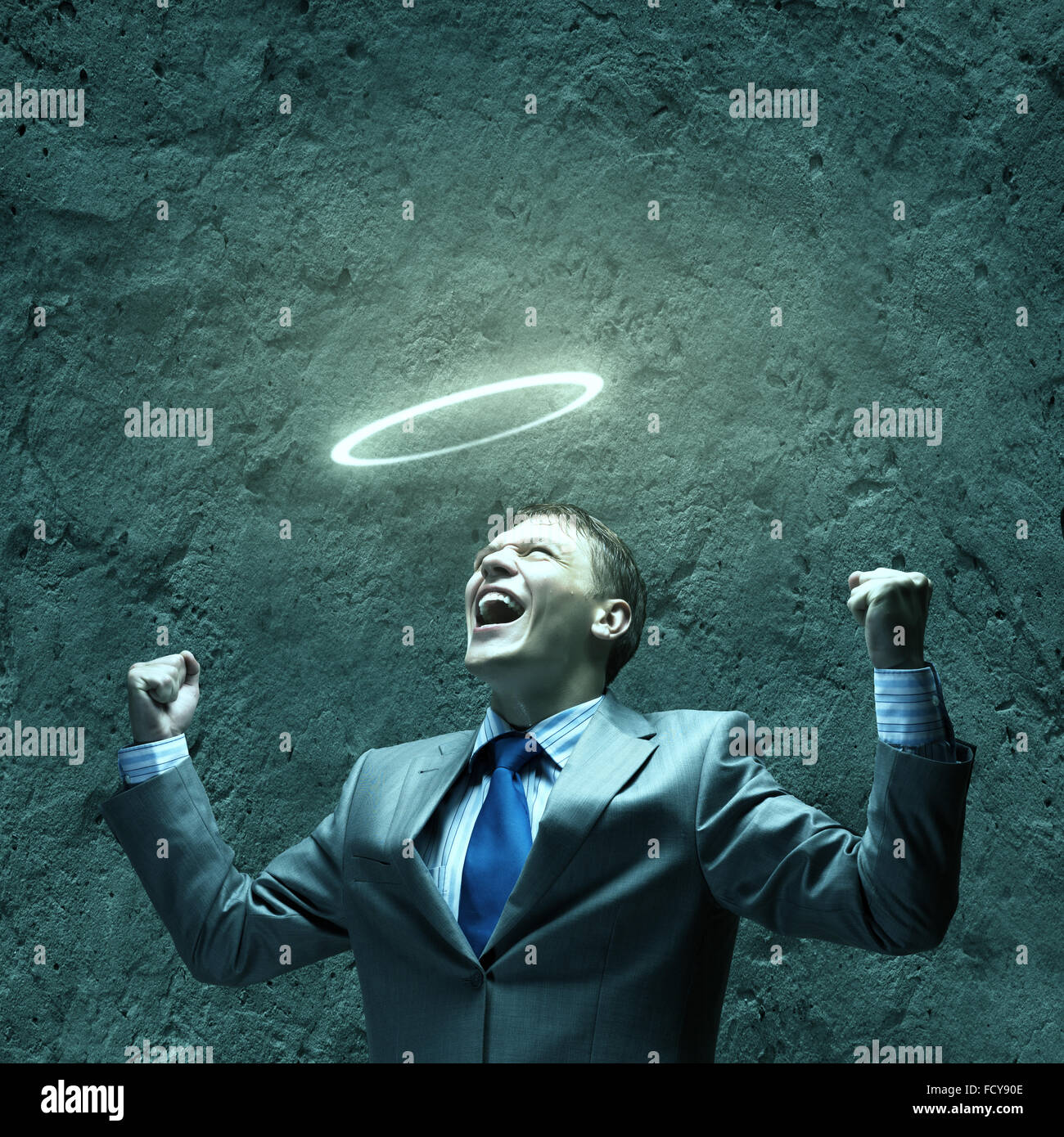 Successful businessman screaming in sky hi-res stock photography and ...