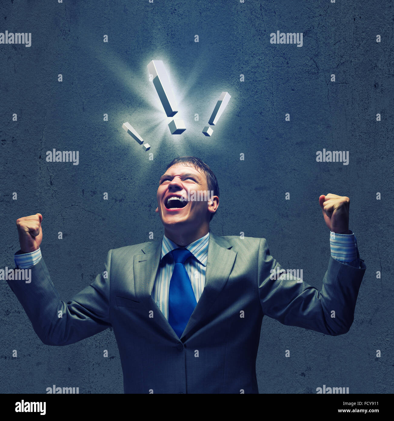 Successful businessman screaming in sky hi-res stock photography and ...