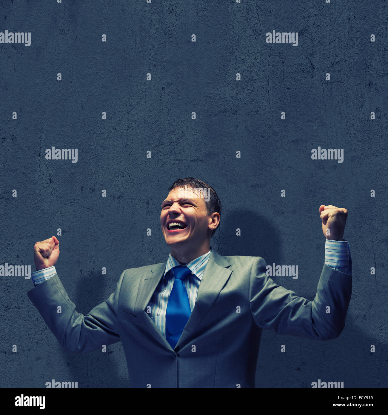 Successful businessman screaming in sky hi-res stock photography and ...