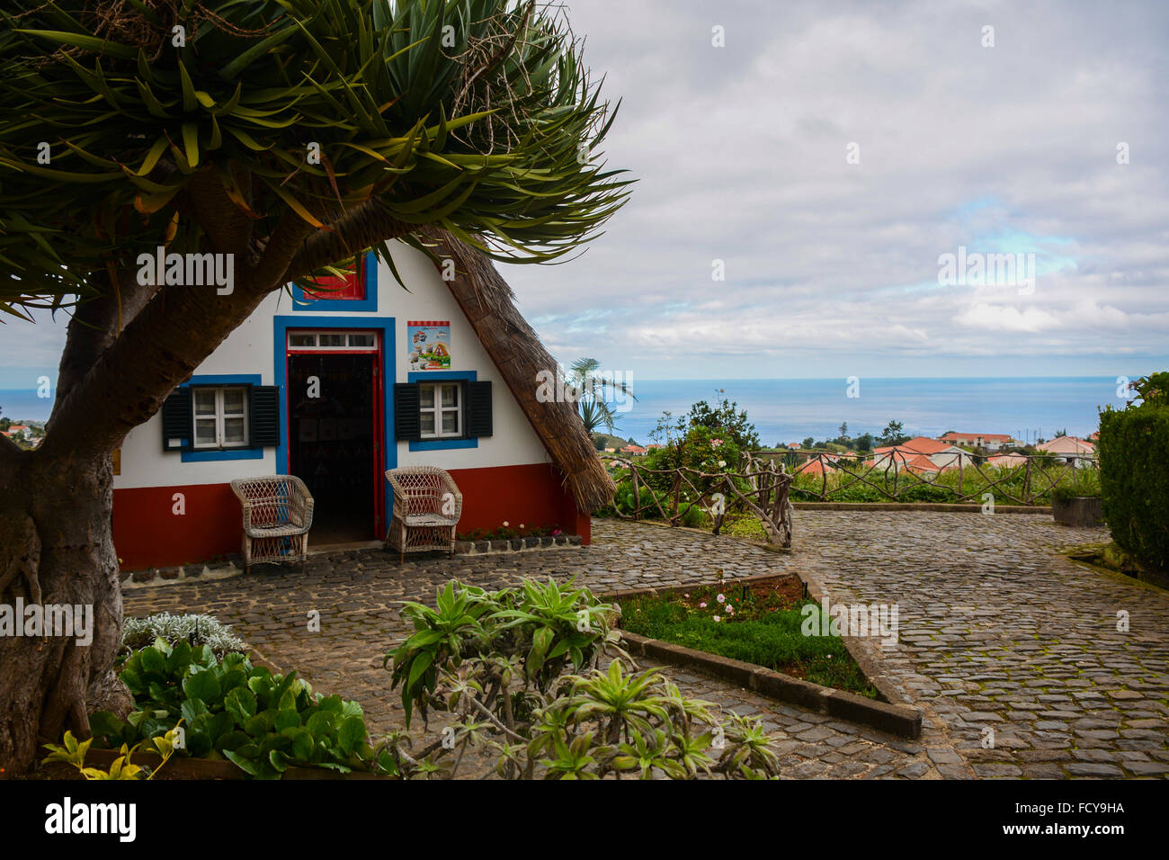 Traditional settlement farmers triangular thatched houses in Santana ...