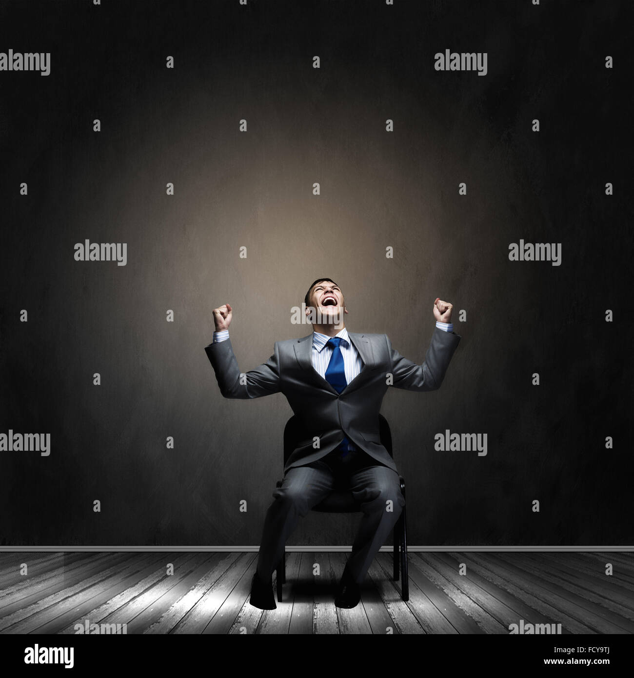 Successful businessman screaming in sky hi-res stock photography and ...