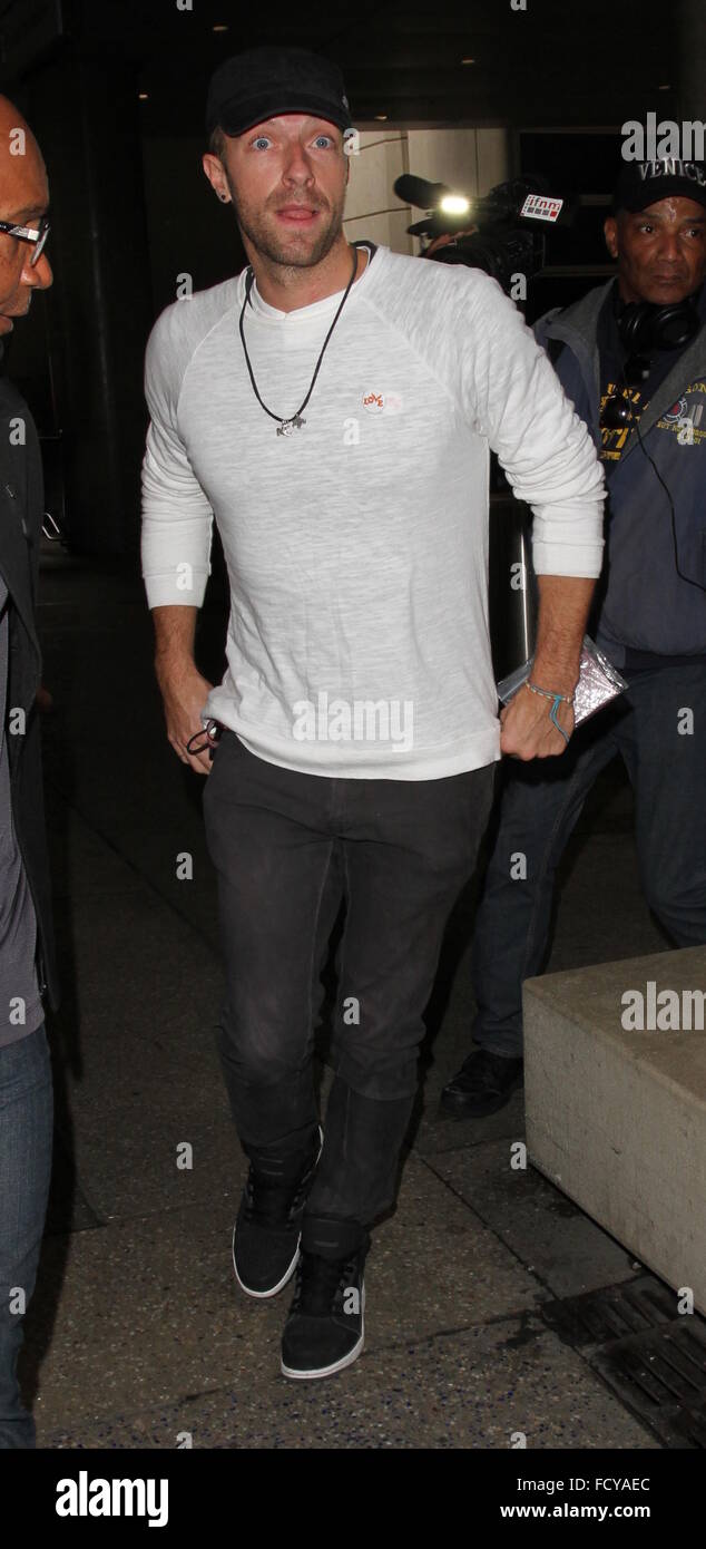 Coldplay frontman, Chris Martin arrives on a flight to Los Angeles ...