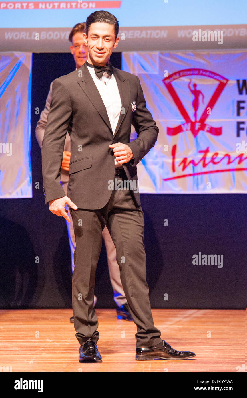 MAASTRICHT, THE NETHERLANDS - OCTOBER 25, 2015: Male fitness model Ali ...
