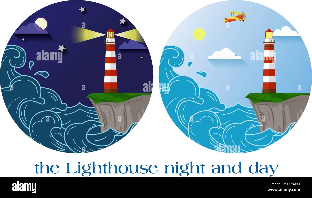 Lighthouses At Night Clipart