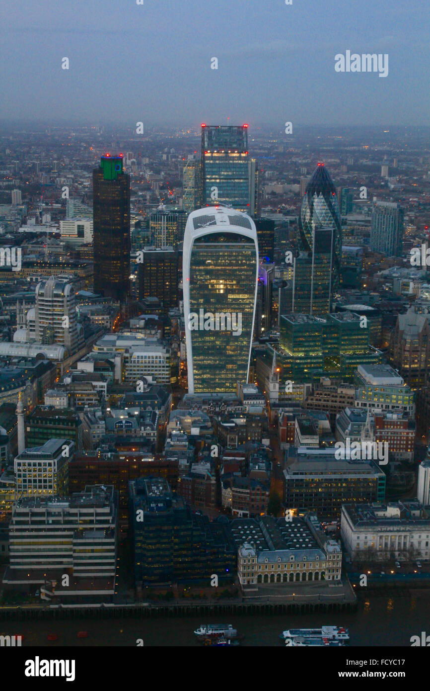 London skyline from the top of of the shard featuring hi-res stock ...