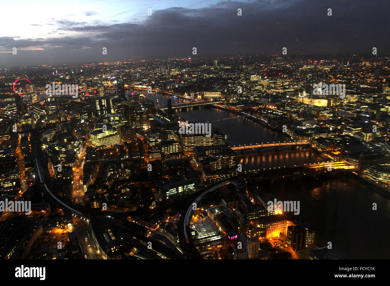London skyline from the top of of the shard featuring hi-res stock ...