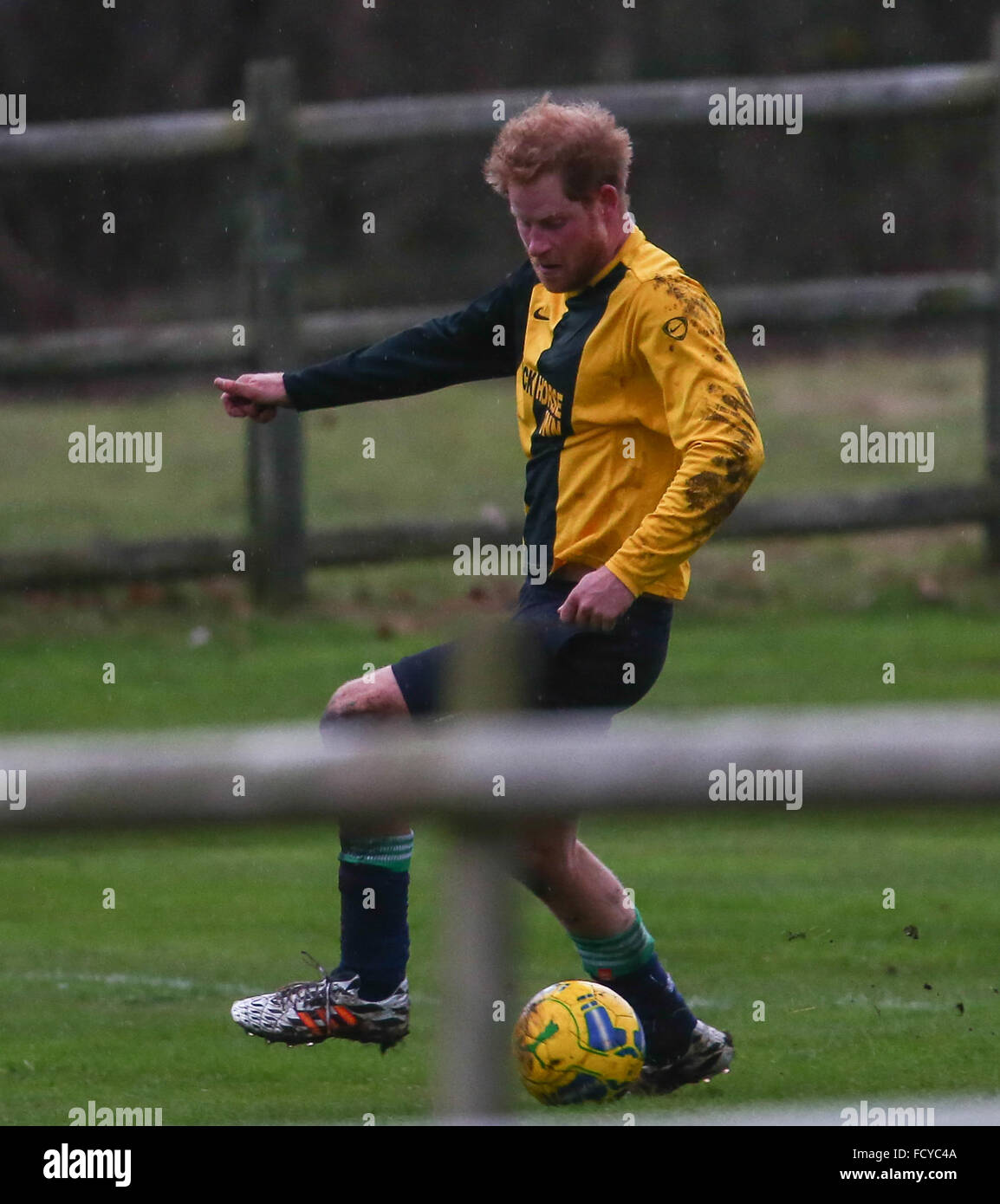 Princes William and Harry play football for the Sandringham estate team ...