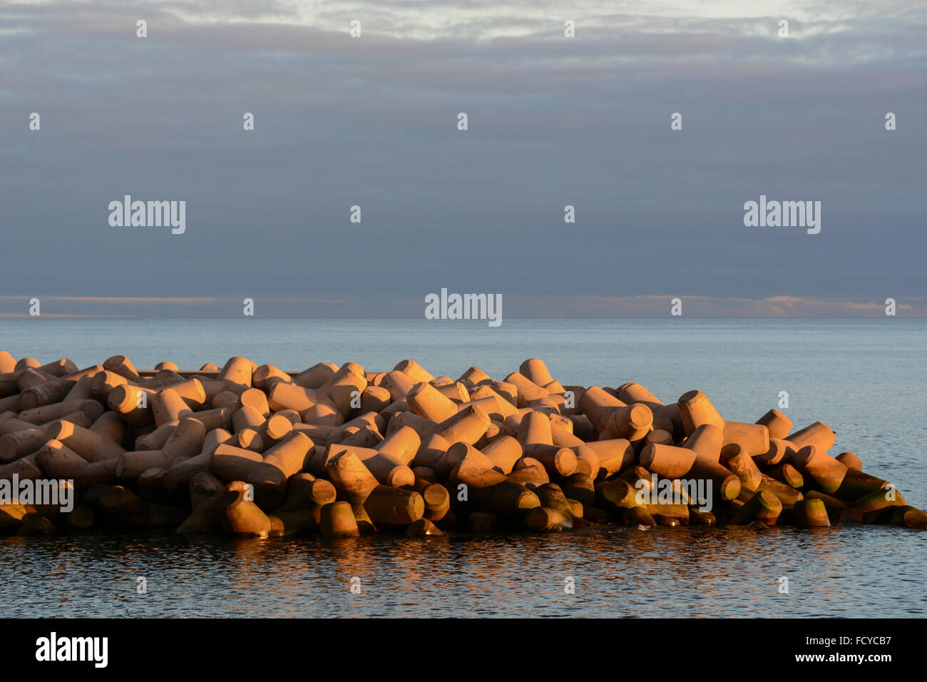 Sea defenses at Funchal Harbour, Madeira Island, Portual Stock Photo ...