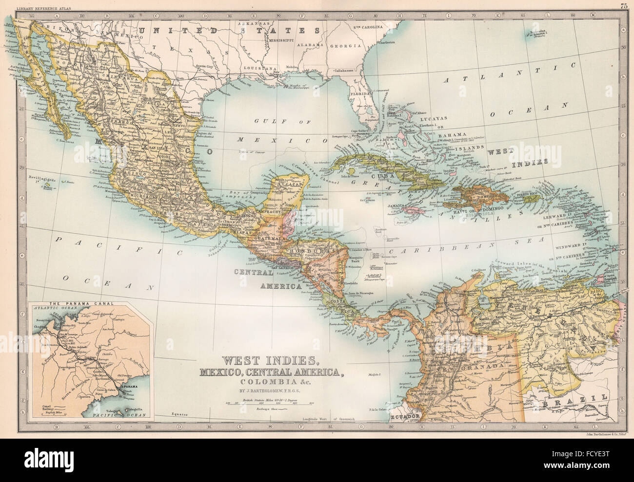 CENTRAL AMERICA & CARIBBEAN: West Indies Mexico &c. Inset Panama Canal ...