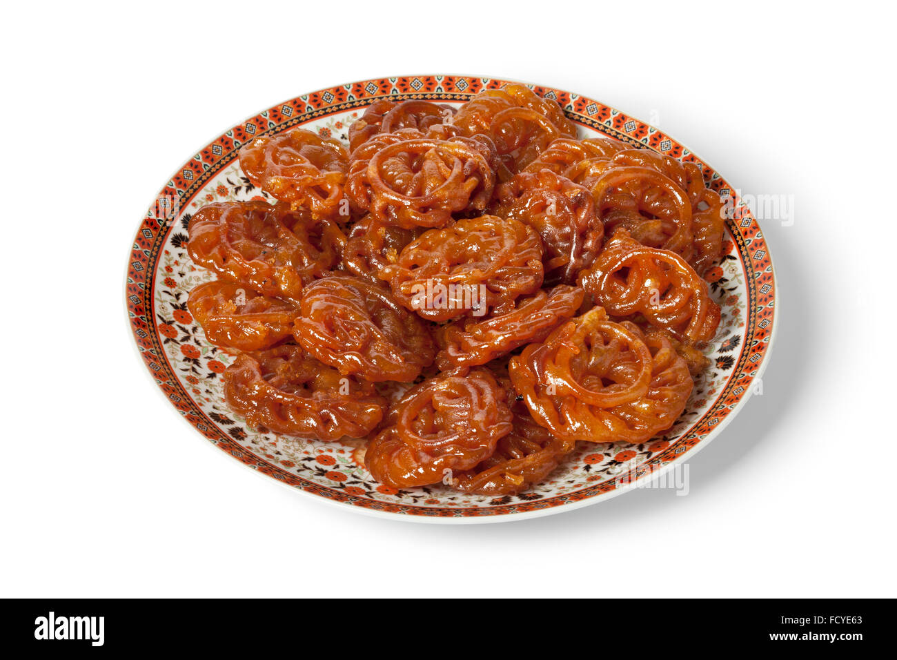 Dish with traditional Moroccan chebakia made for ramadan on white ...