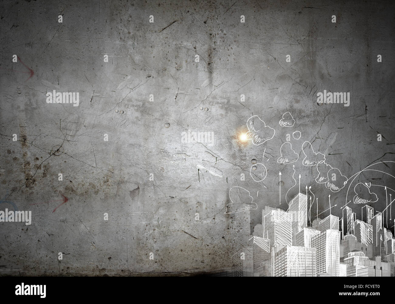 Background image with urban construction sketch on dark background ...
