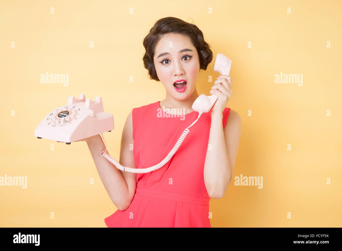 Embarrassment woman phone hi-res stock photography and images - Alamy