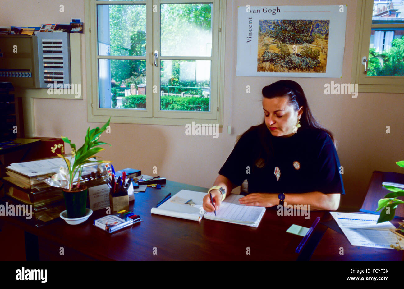 Paris, France, Portrait French Gritty Woman, Working inside Office, at ...