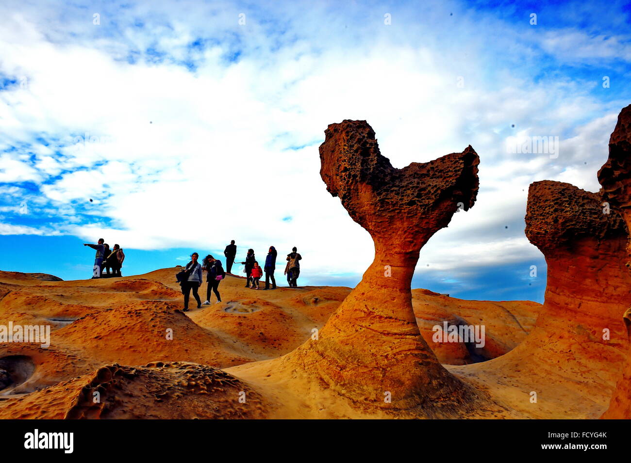 Taipei. 26th Jan, 2016. Tourists visit Yehliu Geopark in New Taipei of ...