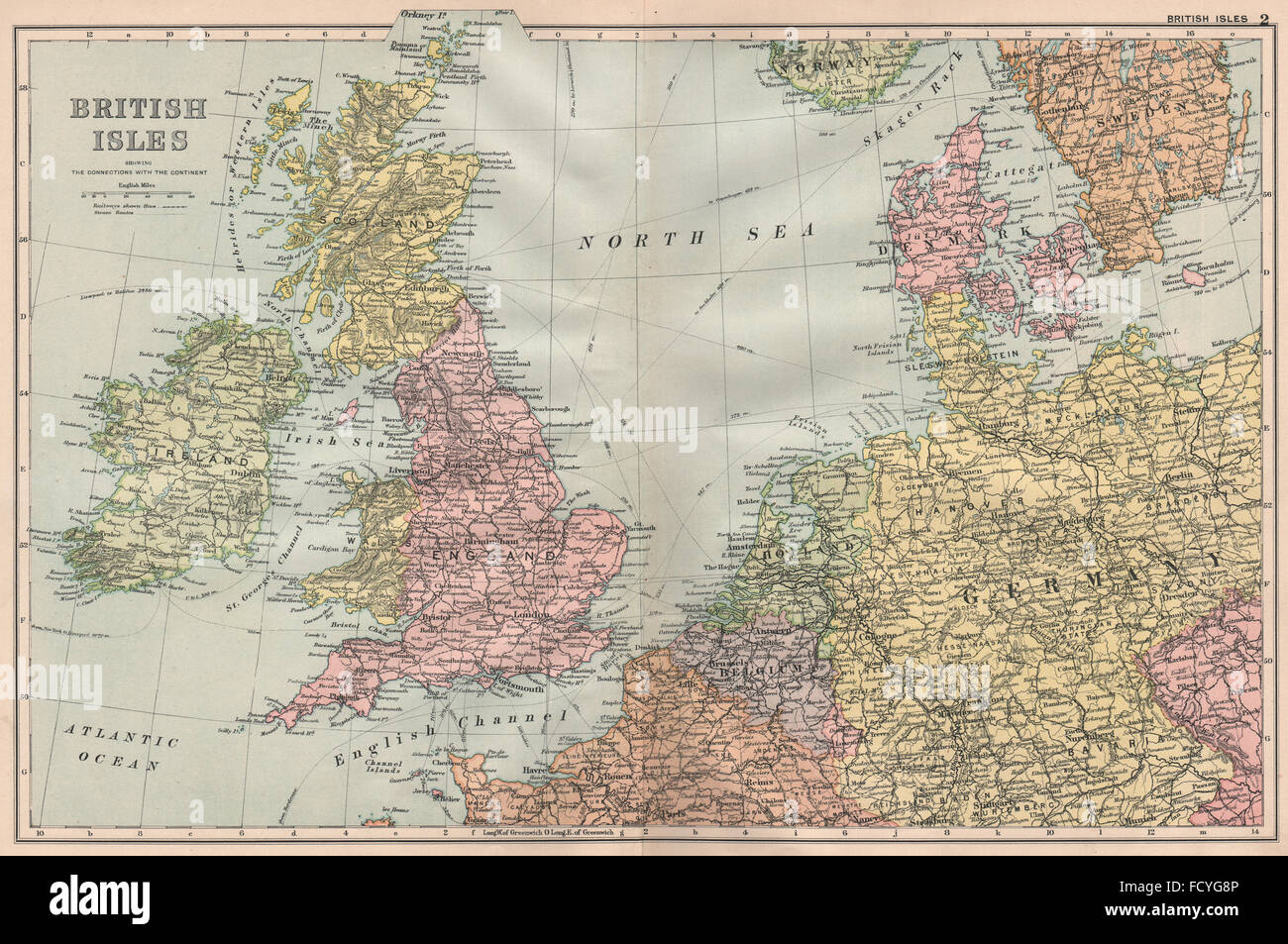 BRITISH ISLES & NORTHERN EUROPE: Benelux Germany Denmark. BACON, 1896 ...