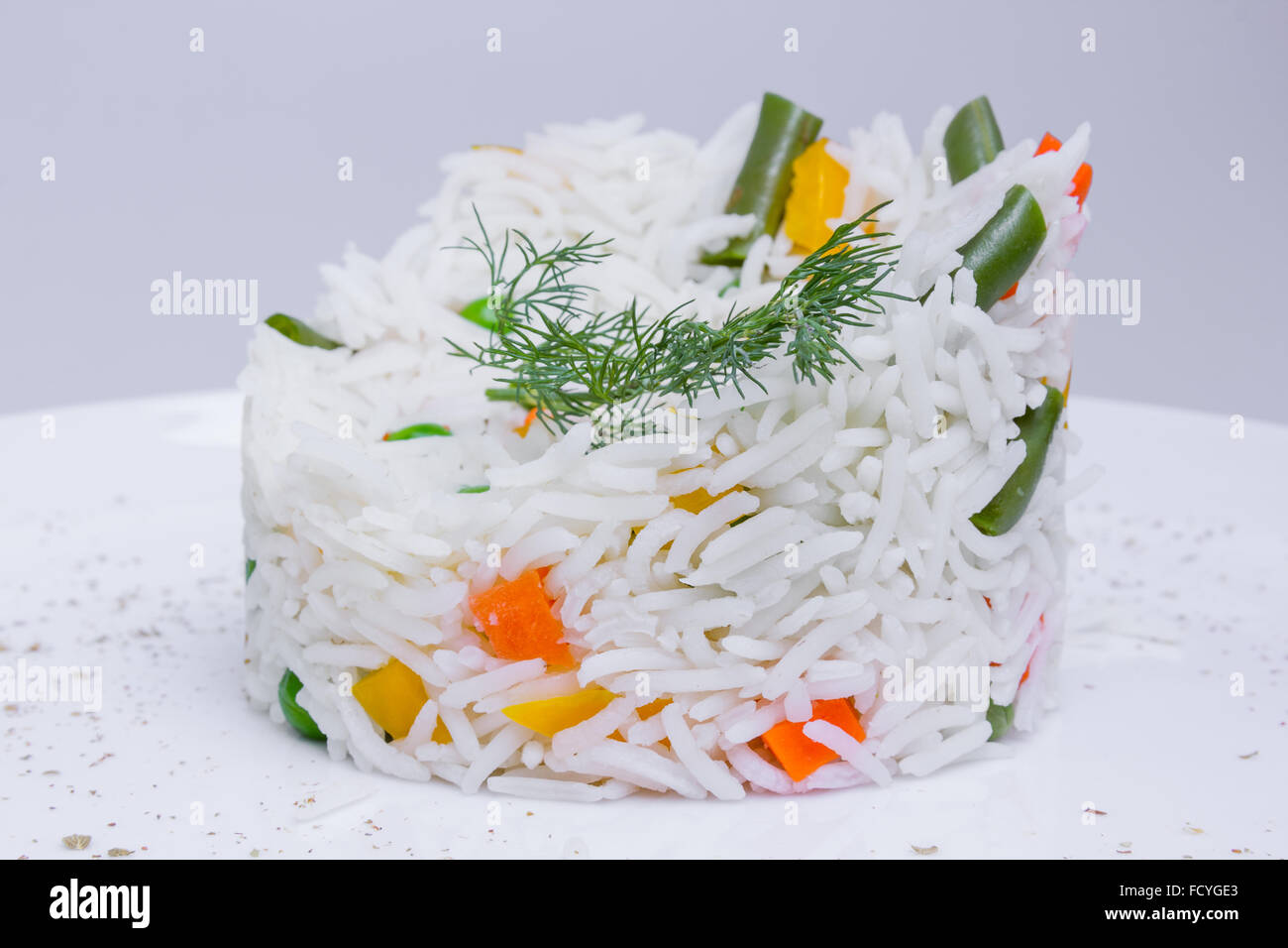Healthy basmati rice with vegetables in white plate Stock Photo - Alamy