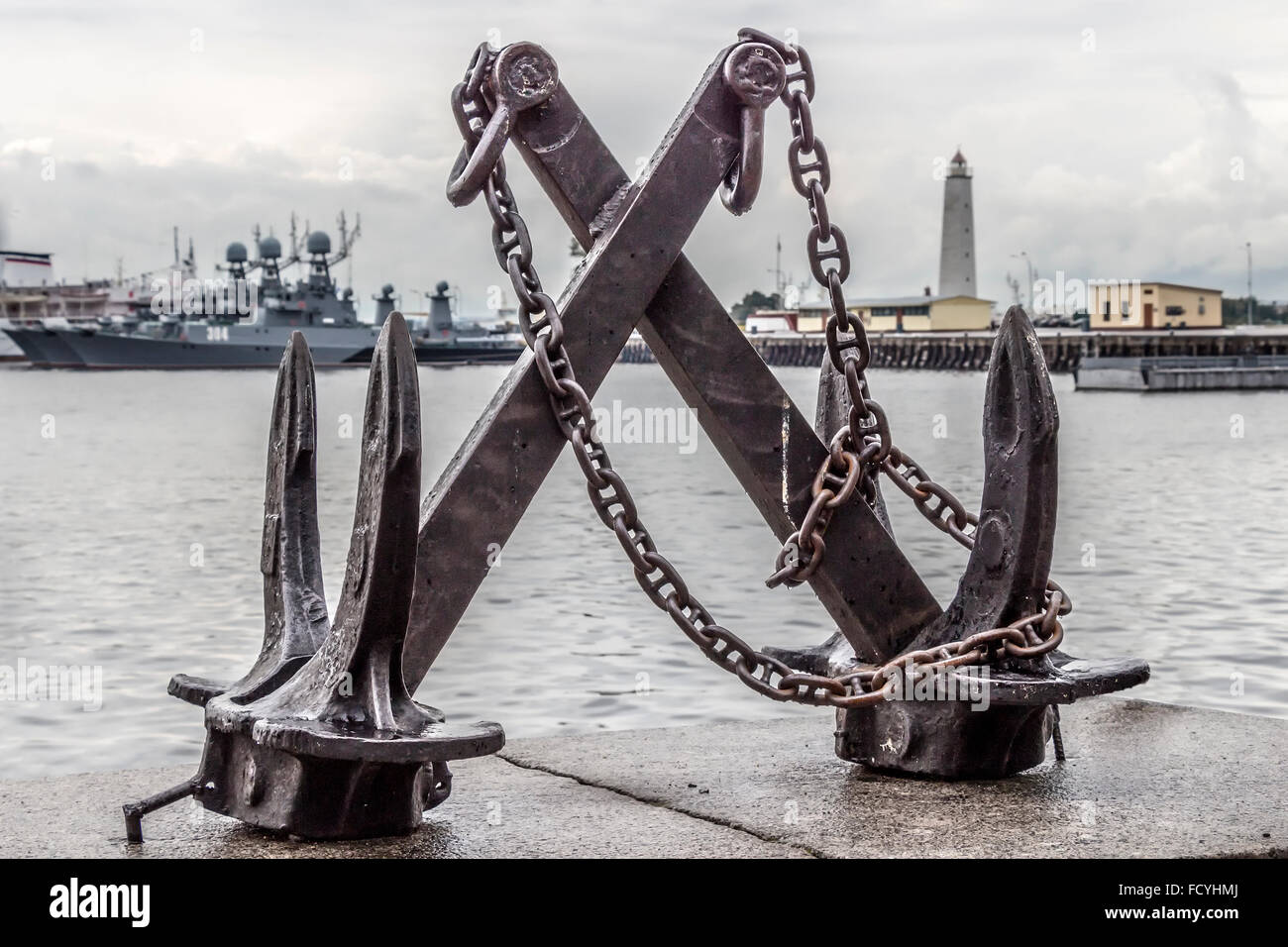 sea anchor on the waterfront Stock Photo - Alamy