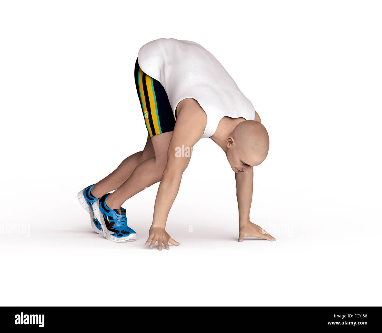 running athletes in start position isolated on white Stock Photo - Alamy