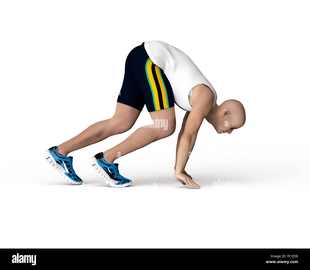 running athletes in start position isolated on white Stock Photo - Alamy