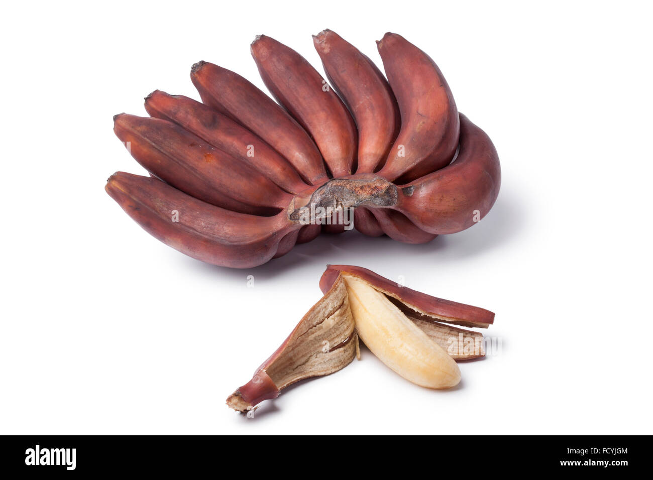Bunch of fresh ripe red bananas on white background Stock Photo - Alamy