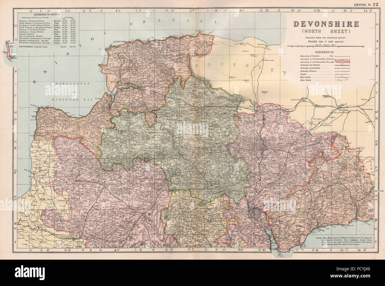 DEVONSHIRE (NORTH) : Parliamentary divisions. Parks. Devon. BACON, 1896 ...