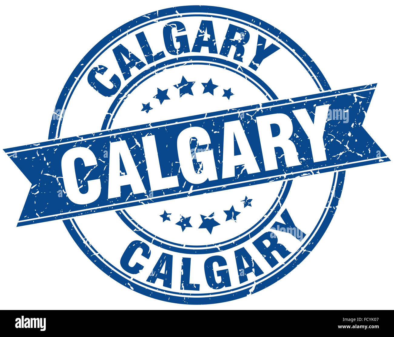Calgary blue round grunge vintage ribbon stamp Stock Photo - Alamy