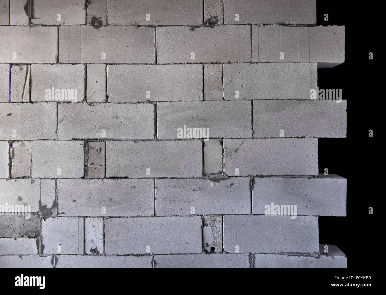 Raw AAC autoclaved aerated concrete wall, front view, editable ...