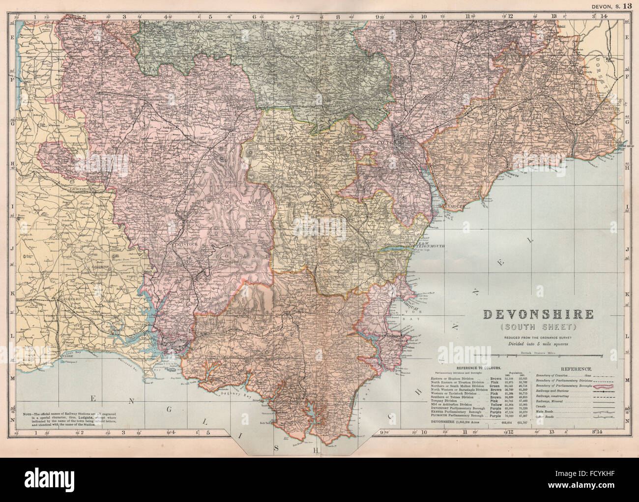 DEVONSHIRE (SOUTH) : Parliamentary divisions. Parks. Devon. BACON, 1896 ...