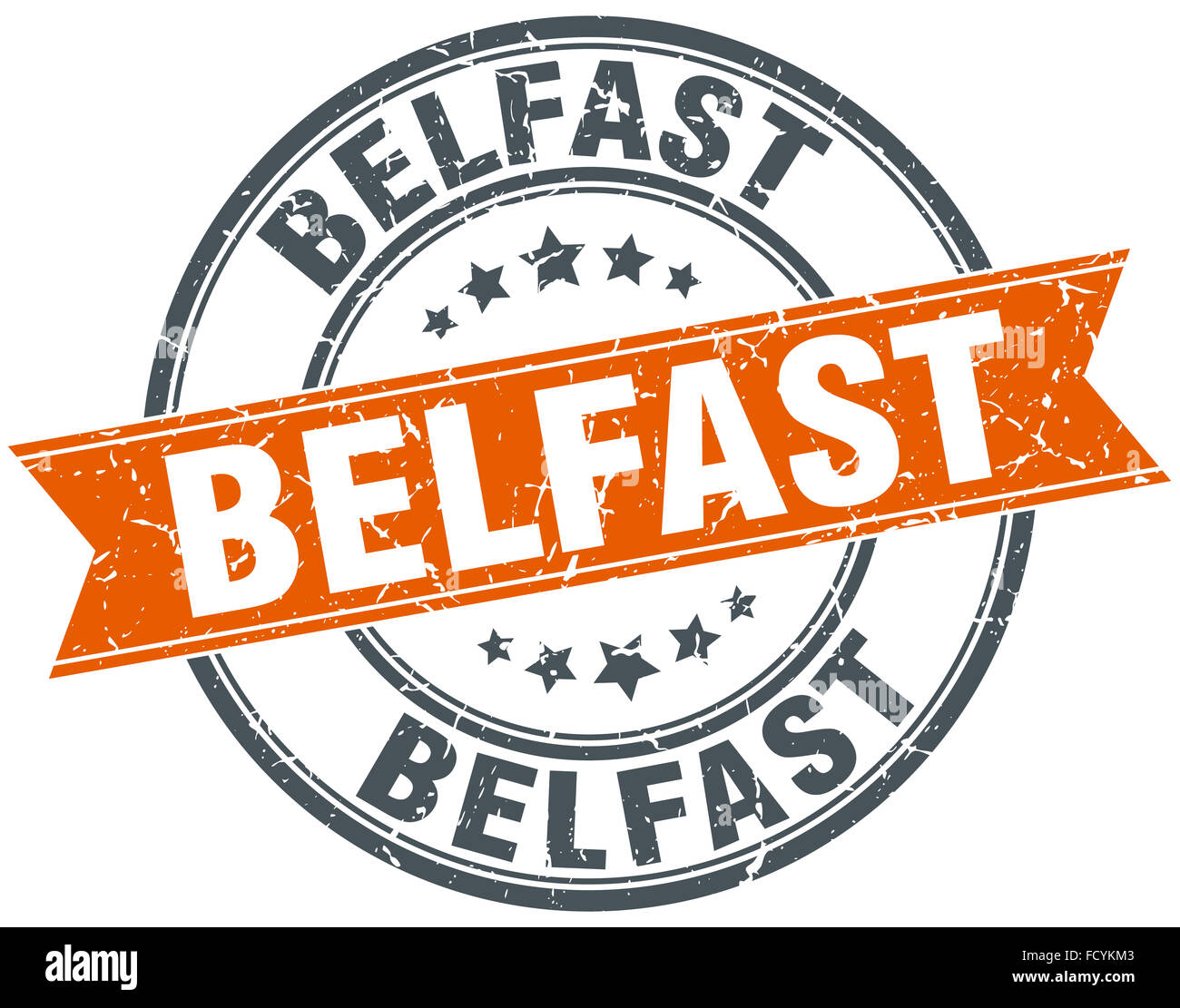 Belfast red round grunge vintage ribbon stamp Stock Photo - Alamy