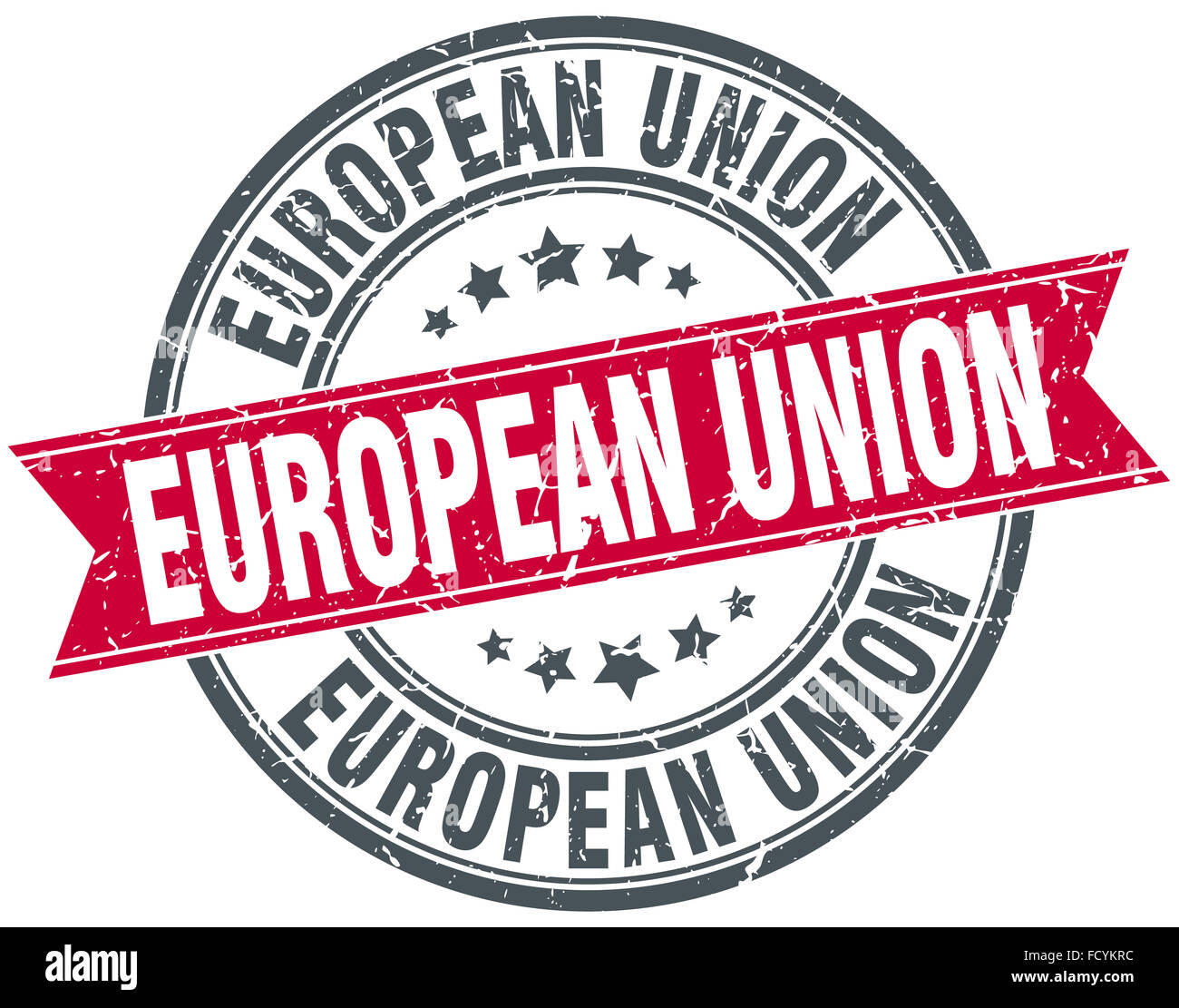 european union red round grunge vintage ribbon stamp Stock Photo - Alamy