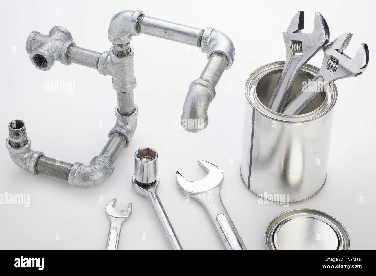 Silver metal pipe white background hi-res stock photography and images ...