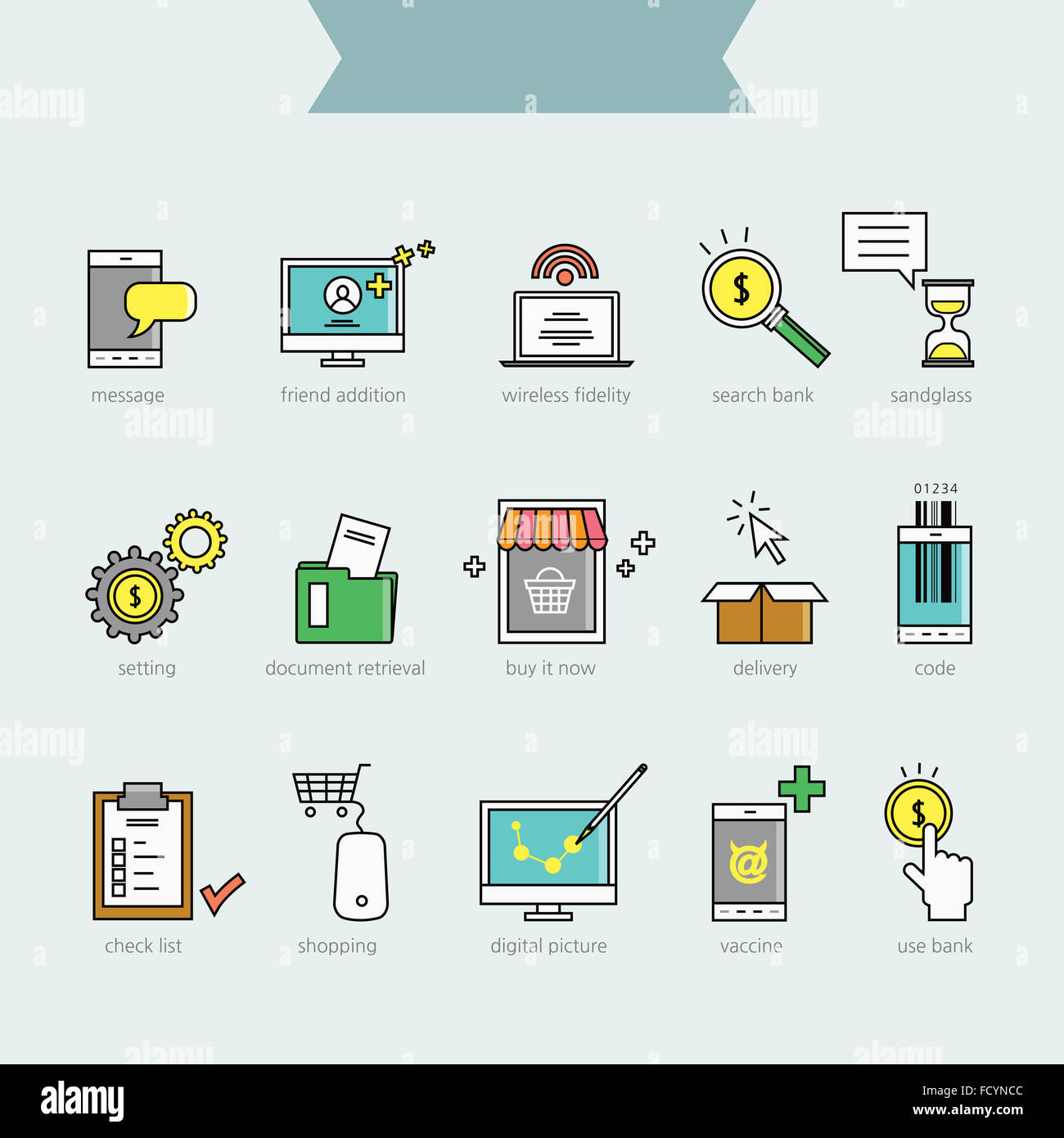 Set of line icons about e-commerce Stock Photo - Alamy