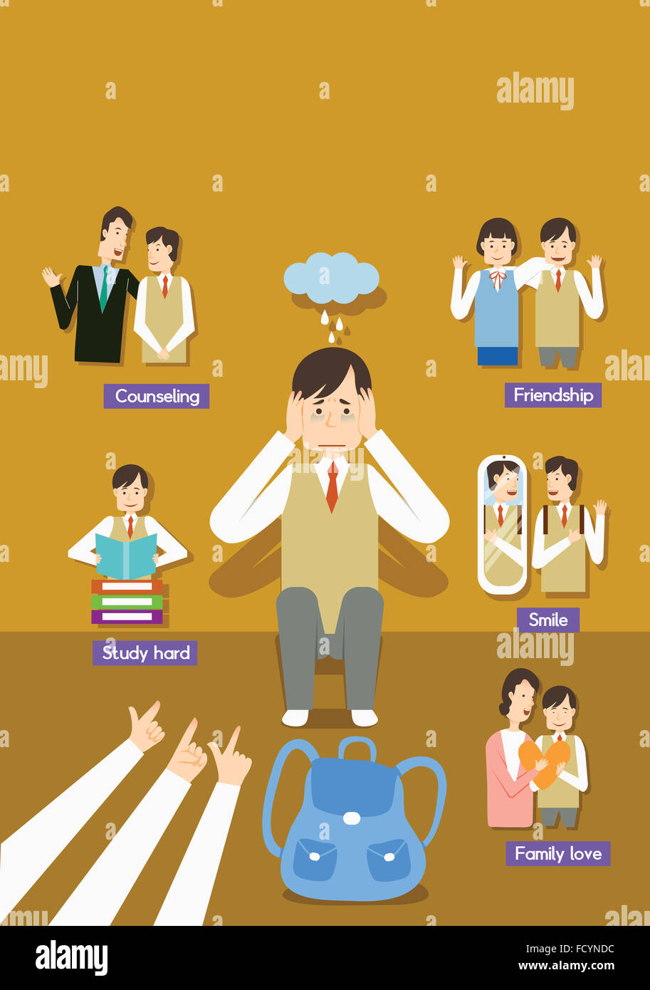 Stressful adolescent boy and ways of overcoming stress Stock Photo - Alamy