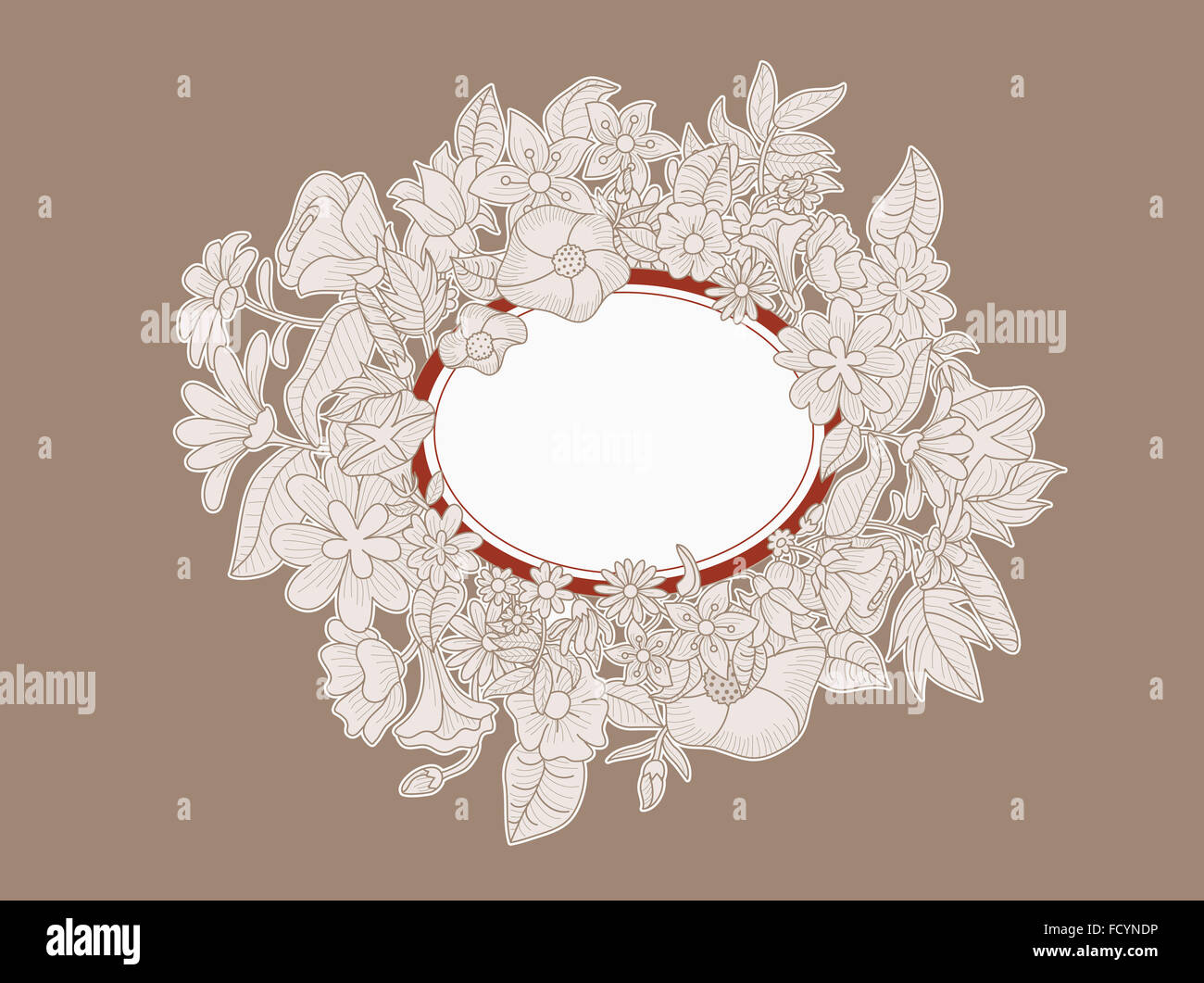 Oval frame with flower wreath Stock Photo - Alamy