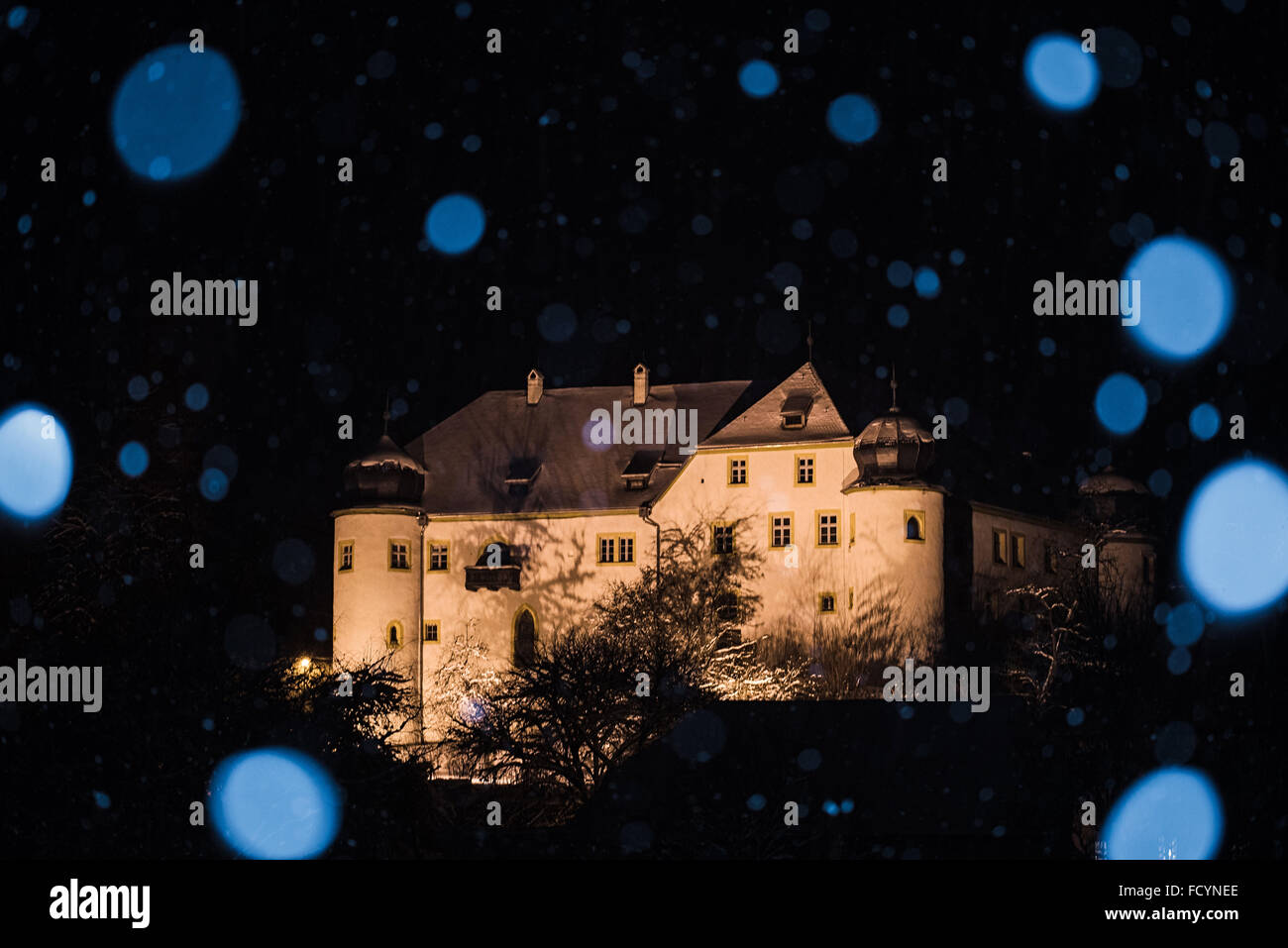 Aufsess, Germany. 17th Jan, 2016. The flash light of a camera ...