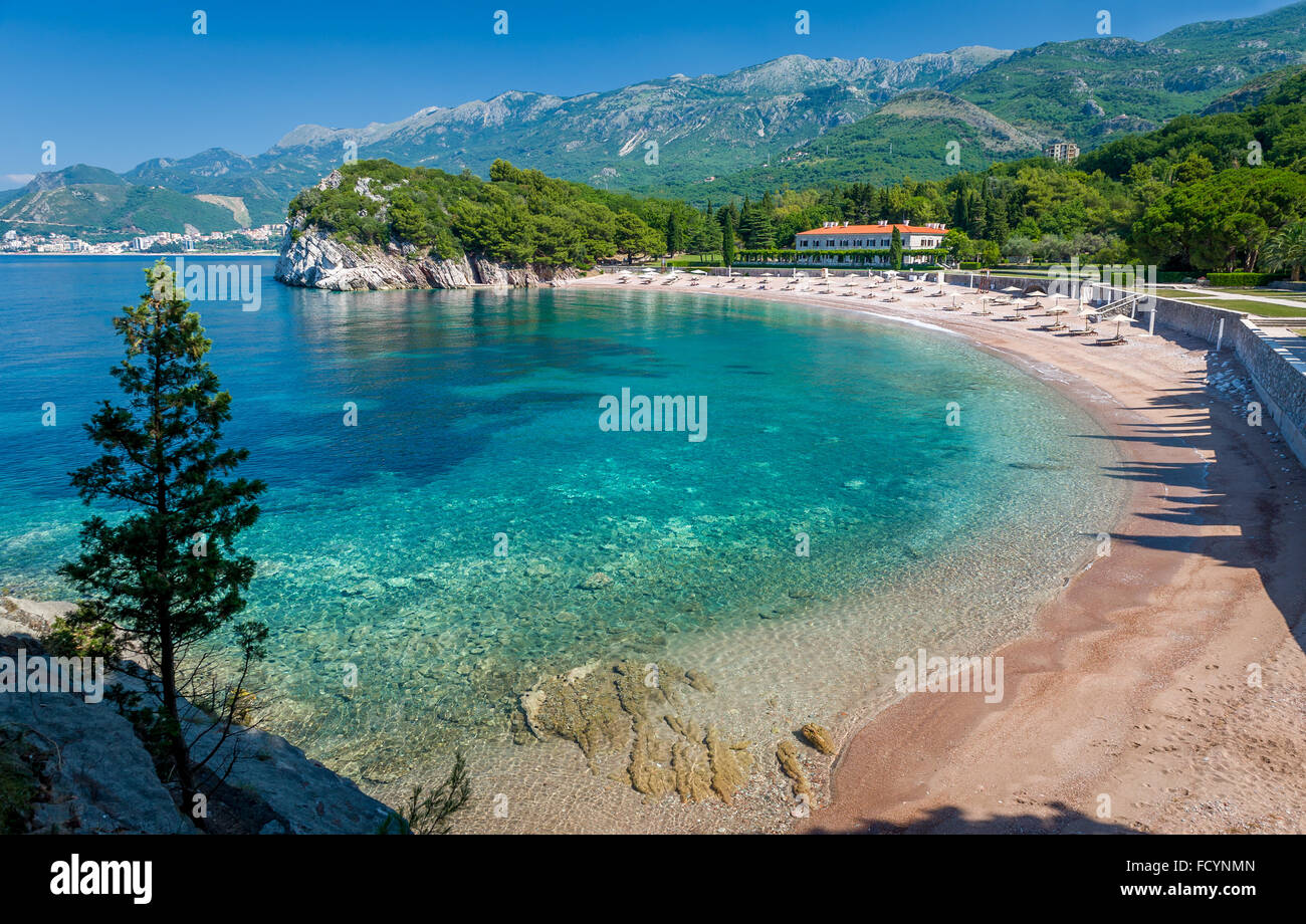 Montenegro bay with sand beach Stock Photo - Alamy