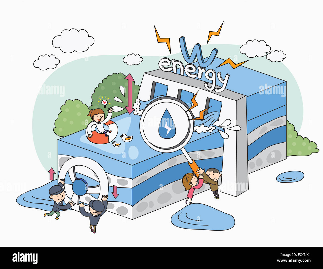 Illustration of water power Stock Photo - Alamy