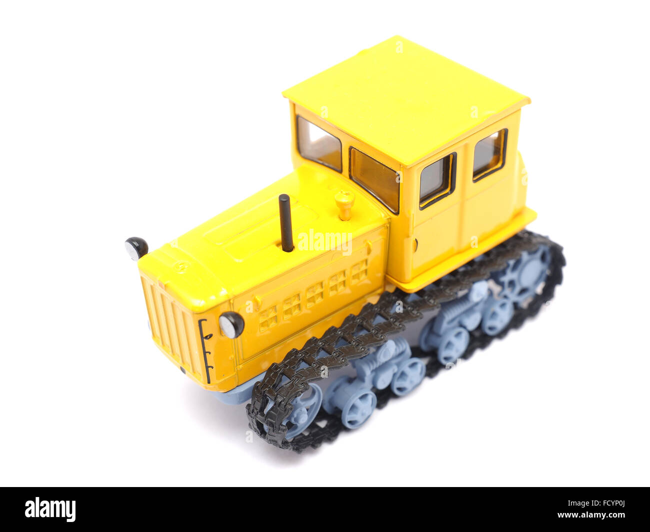 toy bulldozer on white background Stock Photo - Alamy