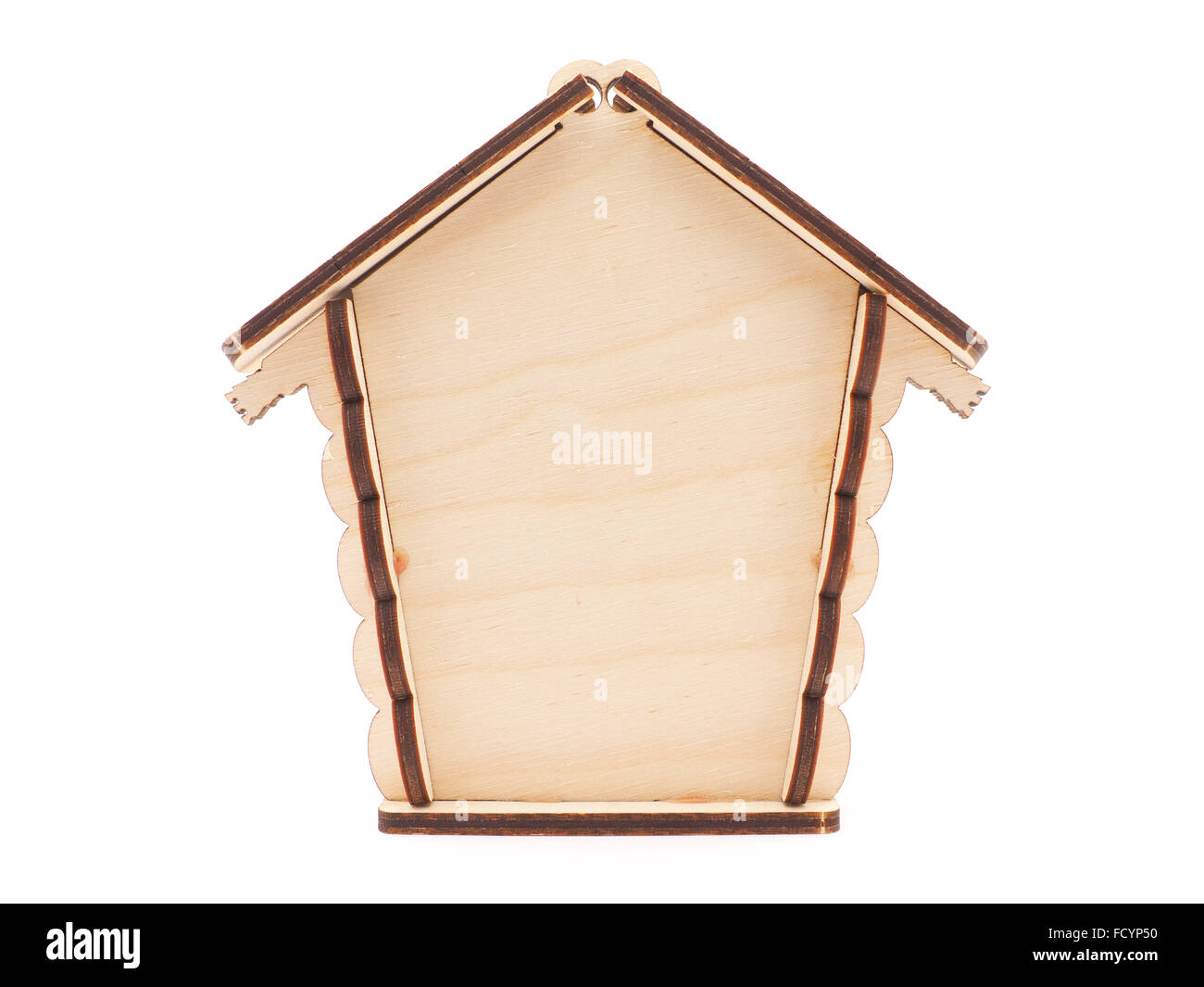 Wooden toy house on a white background Stock Photo - Alamy