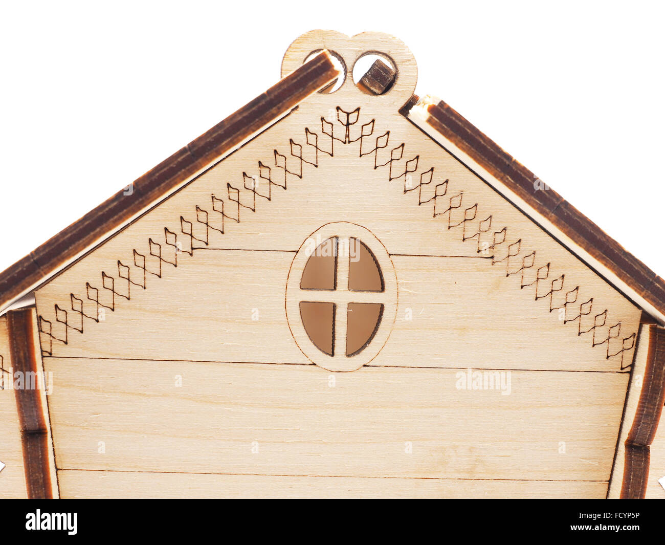 Wooden toy house on a white background Stock Photo - Alamy