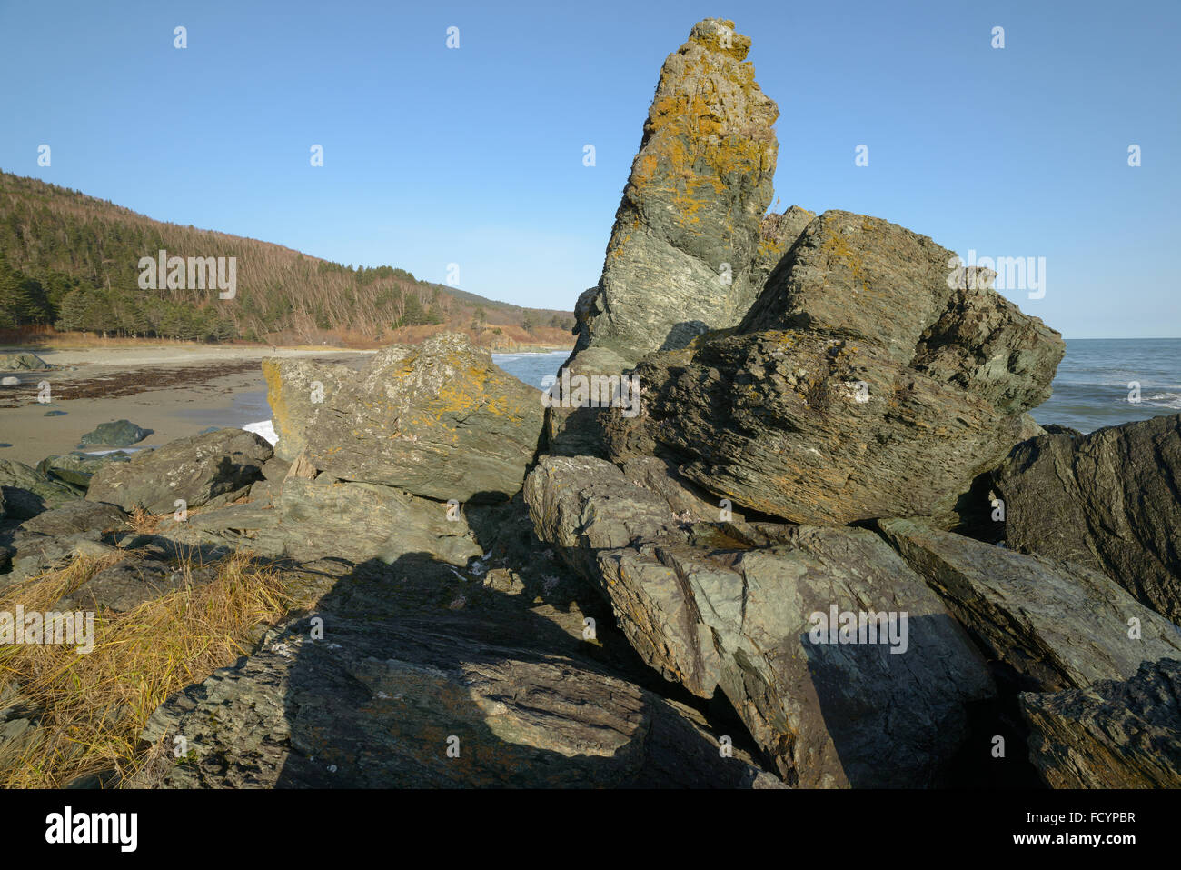 Sea cliffs, rocks and landscapes. Sakhalin Island, Russia Stock Photo ...
