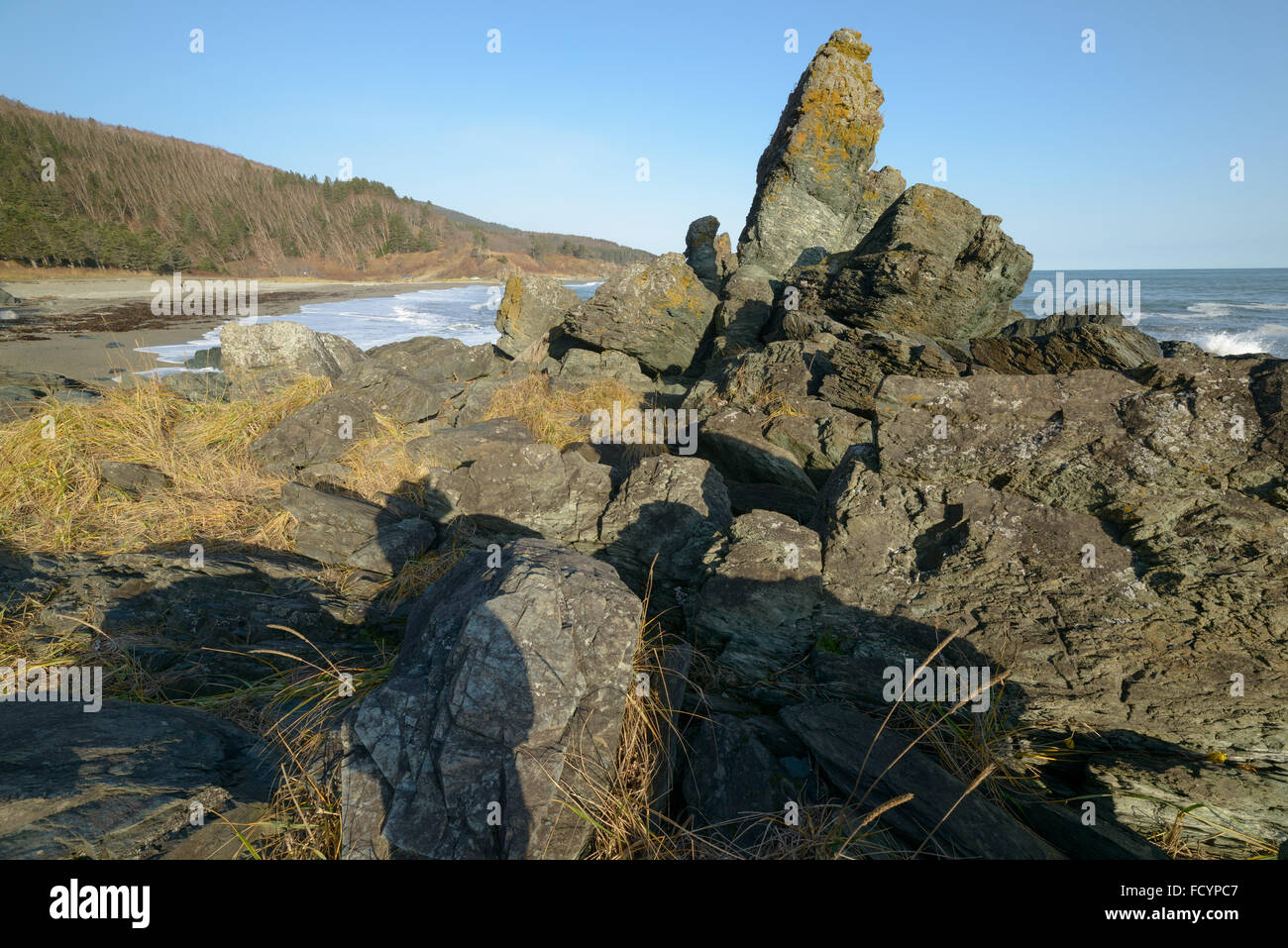 Sea cliffs, rocks and landscapes. Sakhalin Island, Russia Stock Photo ...