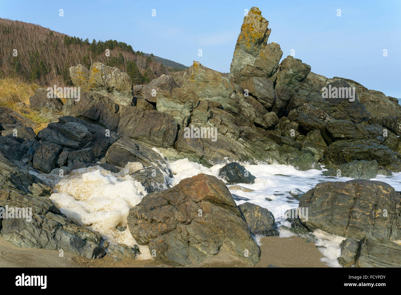 Sea cliffs, rocks and landscapes. Sakhalin Island, Russia Stock Photo ...