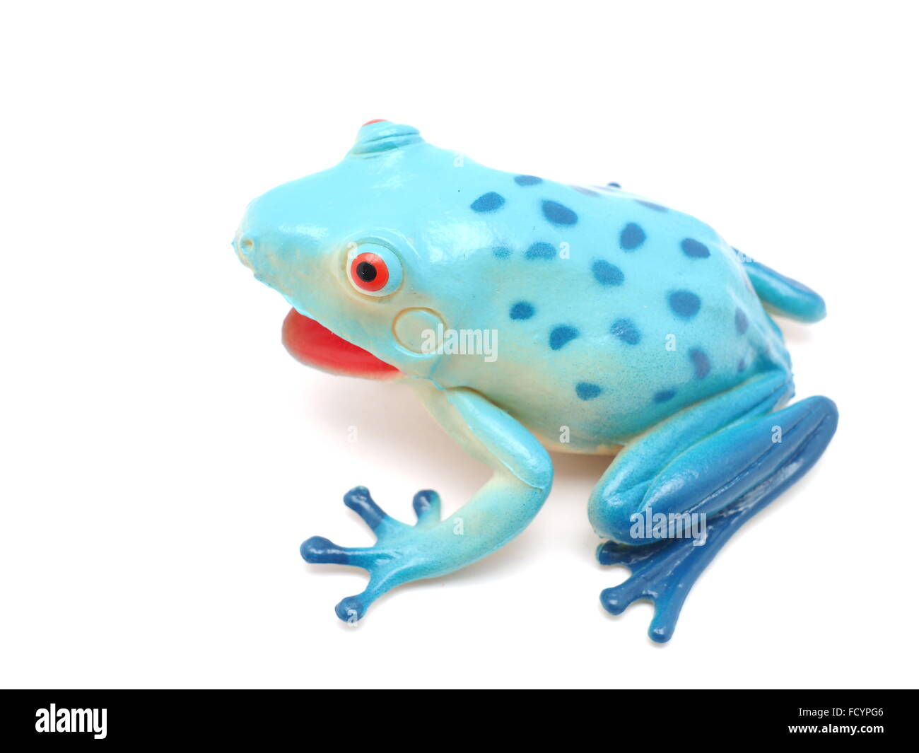 blue toy frog on white background Stock Photo - Alamy