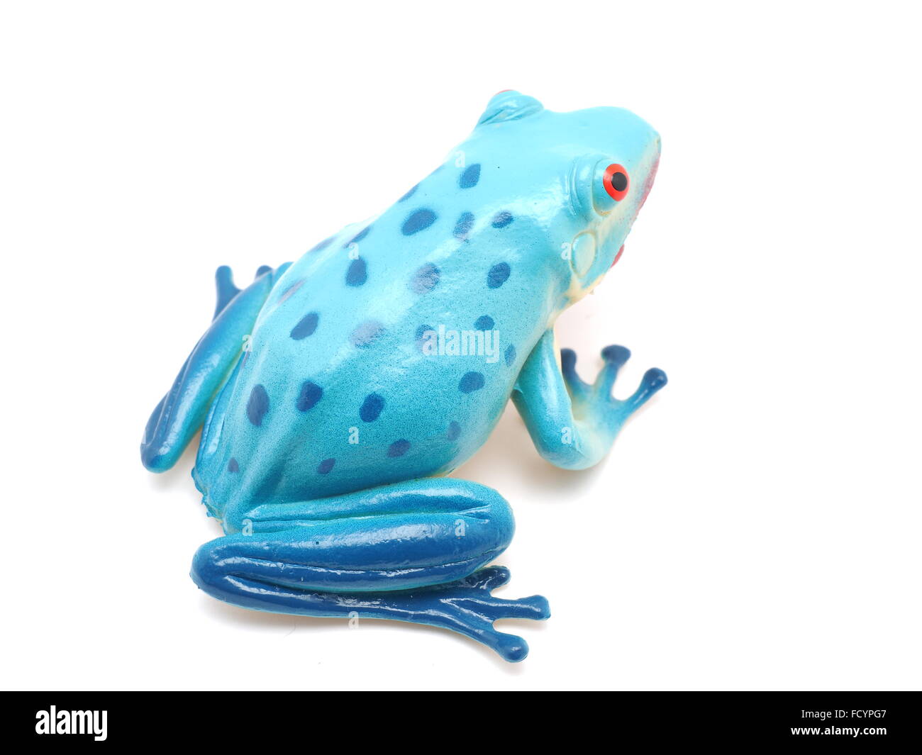 blue toy frog on white background Stock Photo - Alamy