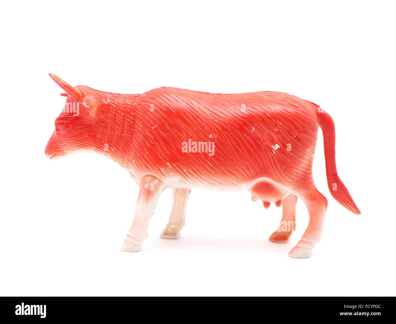 Red Bull toy on a white background Stock Photo - Alamy