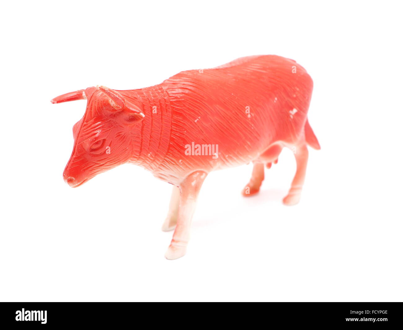 Red Bull toy on a white background Stock Photo - Alamy