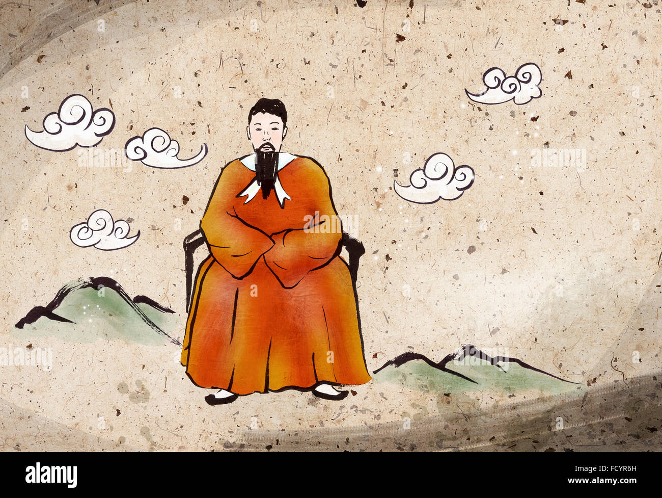 Dangun, legendary founding father of Gojoseon, Watercolor Stock Photo ...