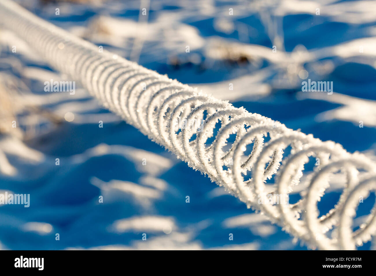 Coiled Wire Covered in Frost close up Stock Photo - Alamy