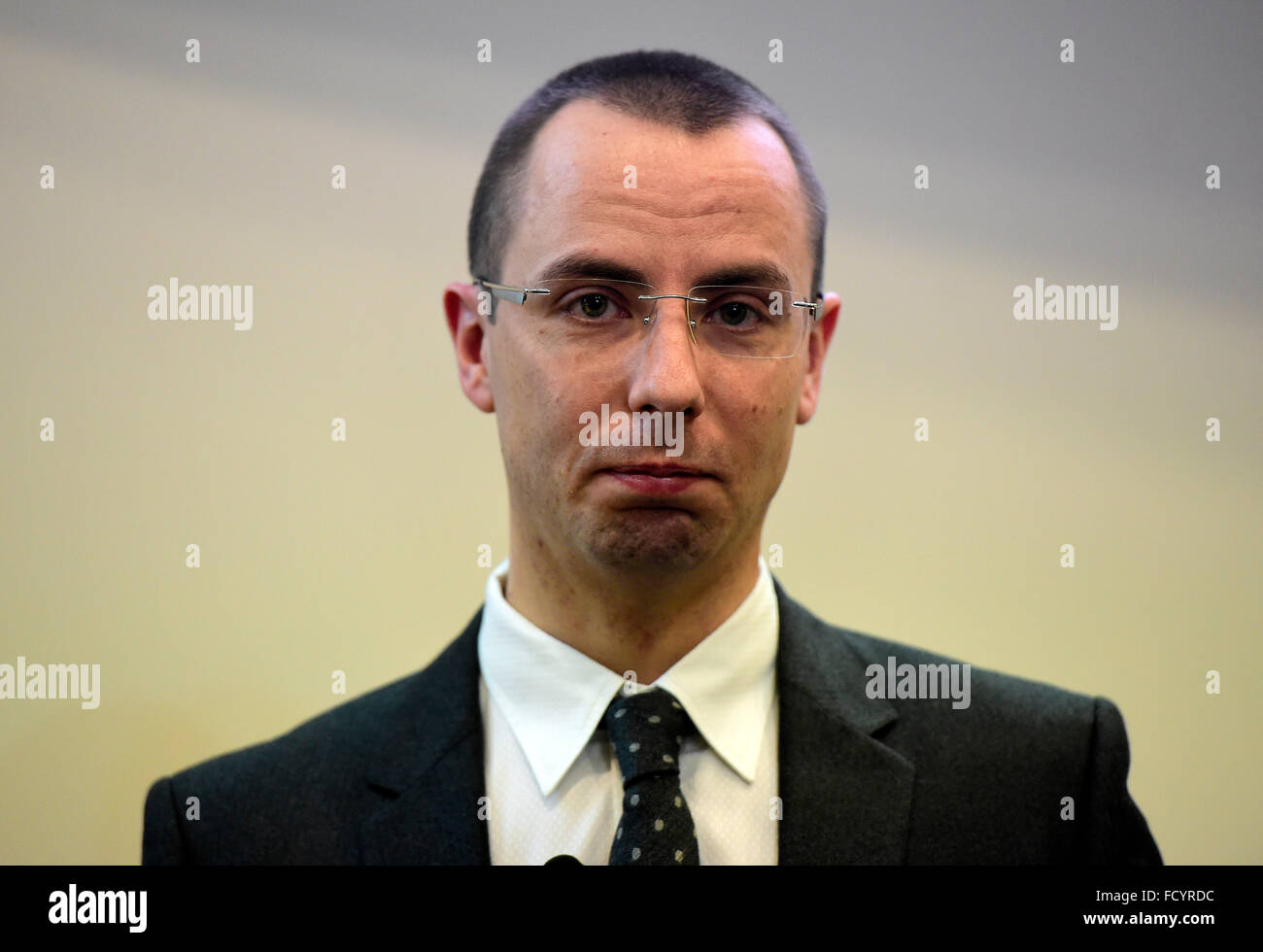 Prague, Czech Republic. 26th Jan, 2016. Meeting with Mykola Melnyk, pictured, new head of Czech ...